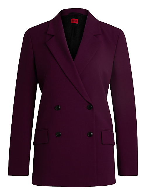 HUGO Relaxed-Fit Double-Breasted Stretch-Woven Blazer